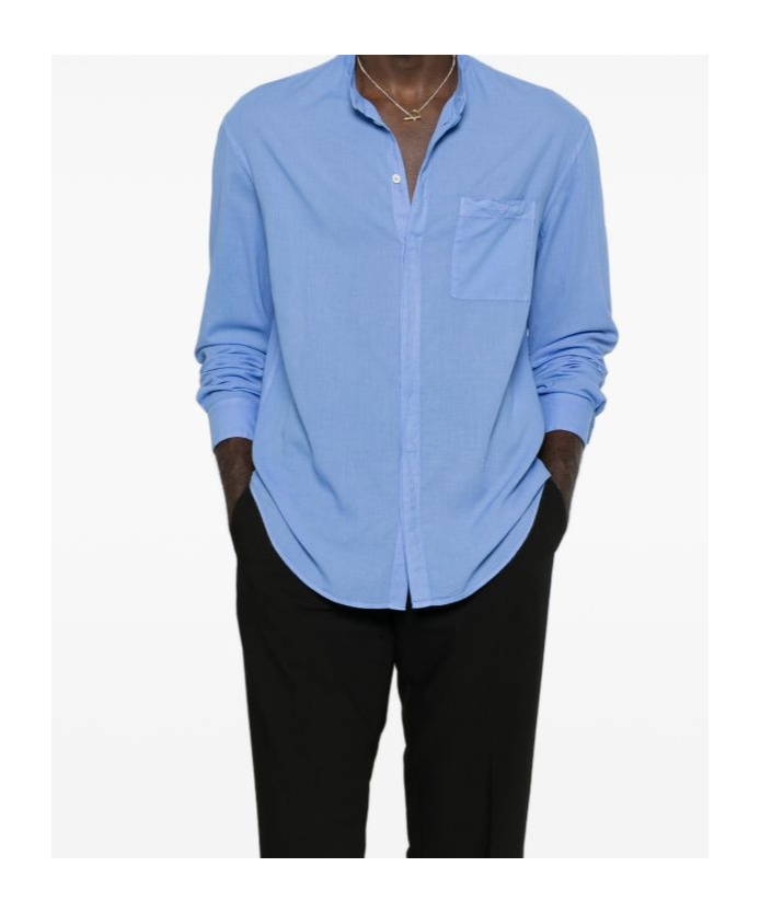 EMPORIO ARMANI mandarin-collar chest-pocket shirt